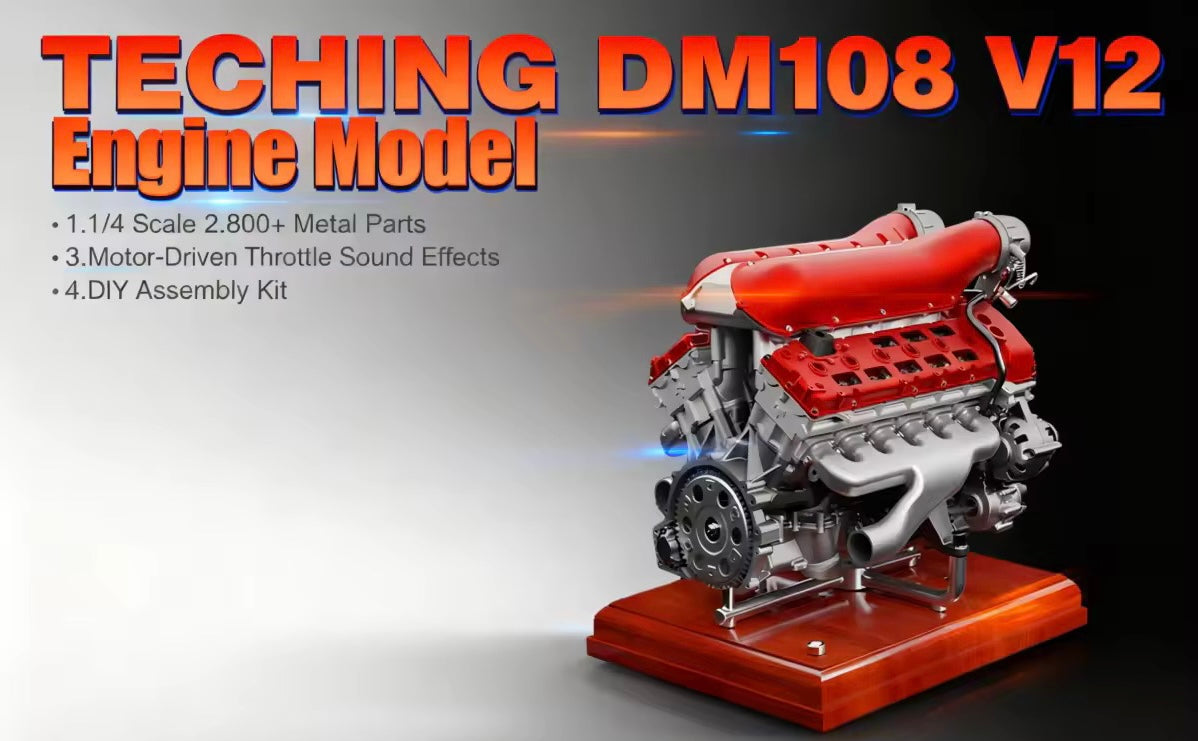 TECHING DM108: A Visible, Electric V12 Engine Model That Brings Superc — enginediyshop