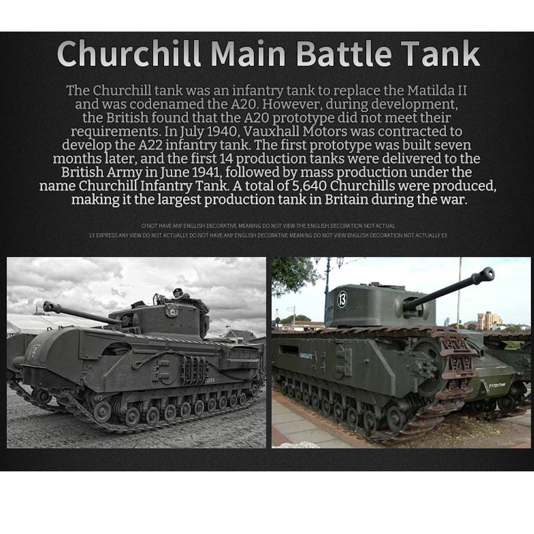 1/16 Scale 2.4G RC Churchill Main Battle Tank Infrared Military Vehicl ...