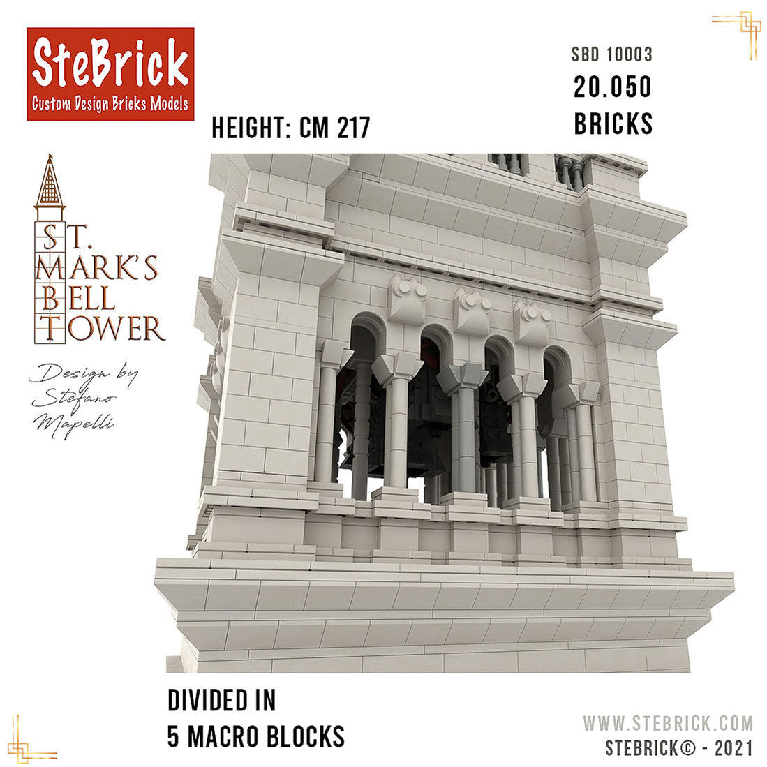 MOC-99638 1/50 St-Mark's Bell Tower Building Blocks MOC Set Toys (2005 ...