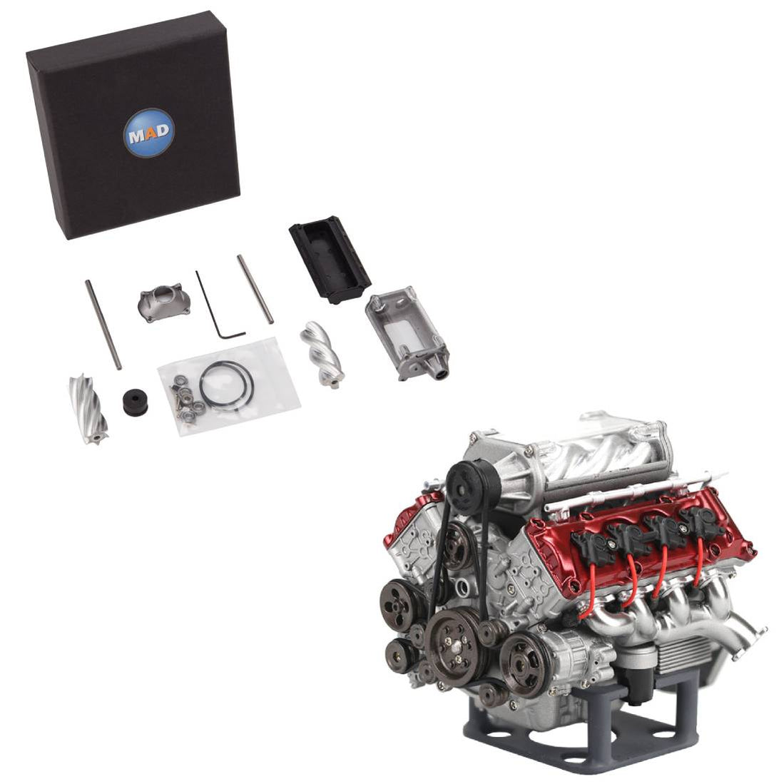 MAD RC V8 Engine Model Kit - Build Your Own V8 Engine for Car AX90104 ...