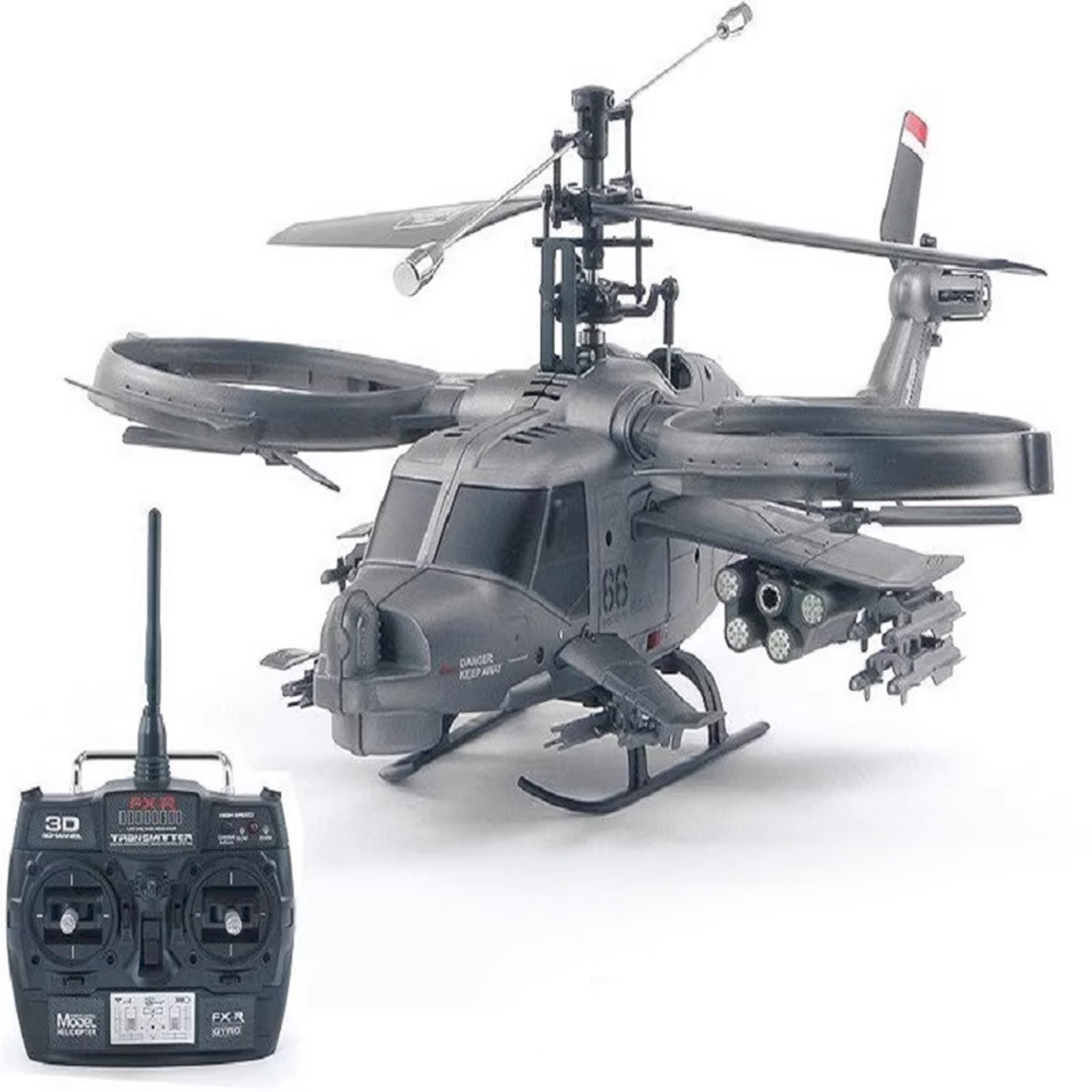FX066 2.4G 4CH RC Apache Armed Helicopter Model Military Helicopter Mo ...