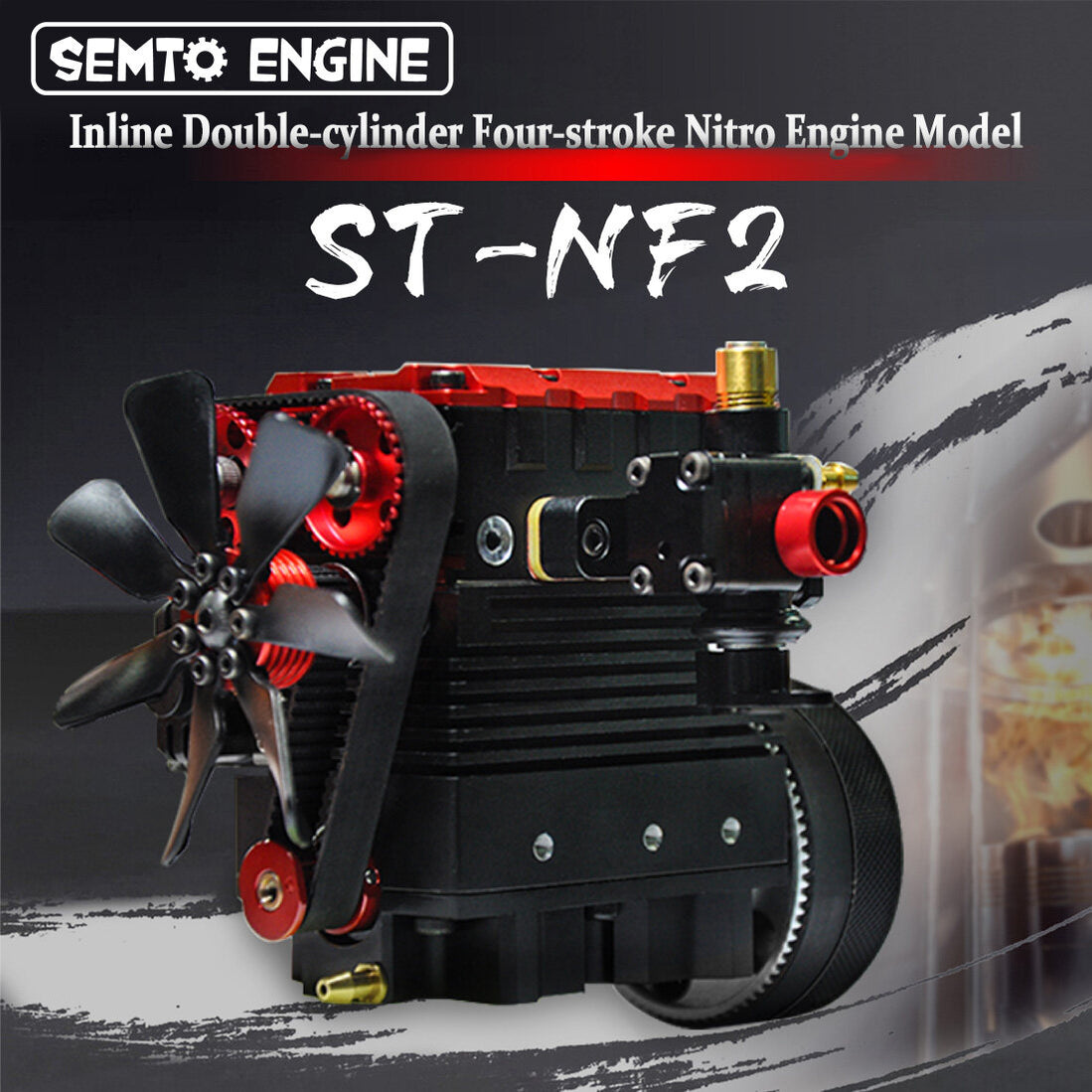 SEMTO ENGINE ST-NF2 7.0cc Mini Inline Double-cylinder Four-stroke Air- — enginediyshop