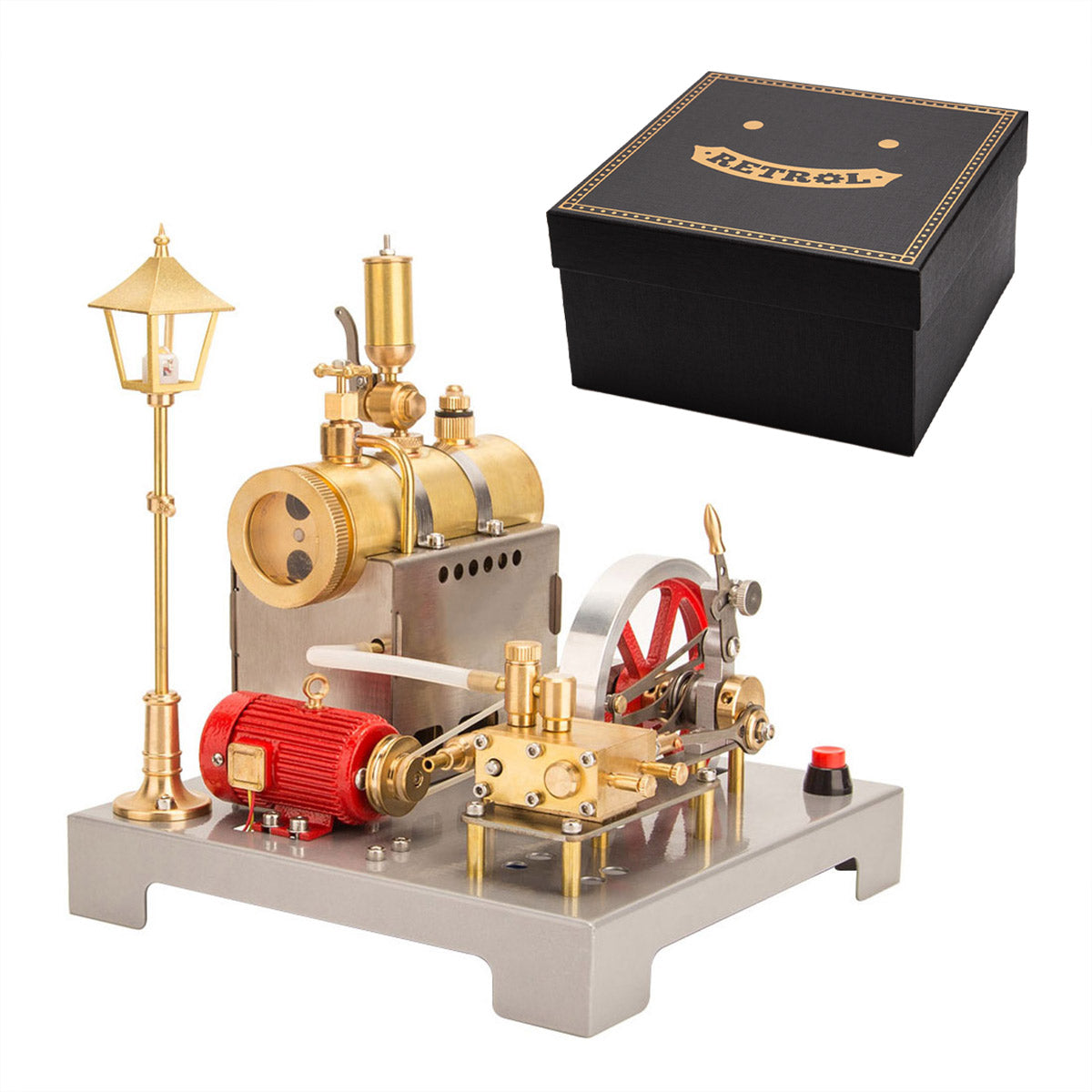 RETROL SE-02 Metal Steam Engine with Horizontal Boiler Model Kit and G ...