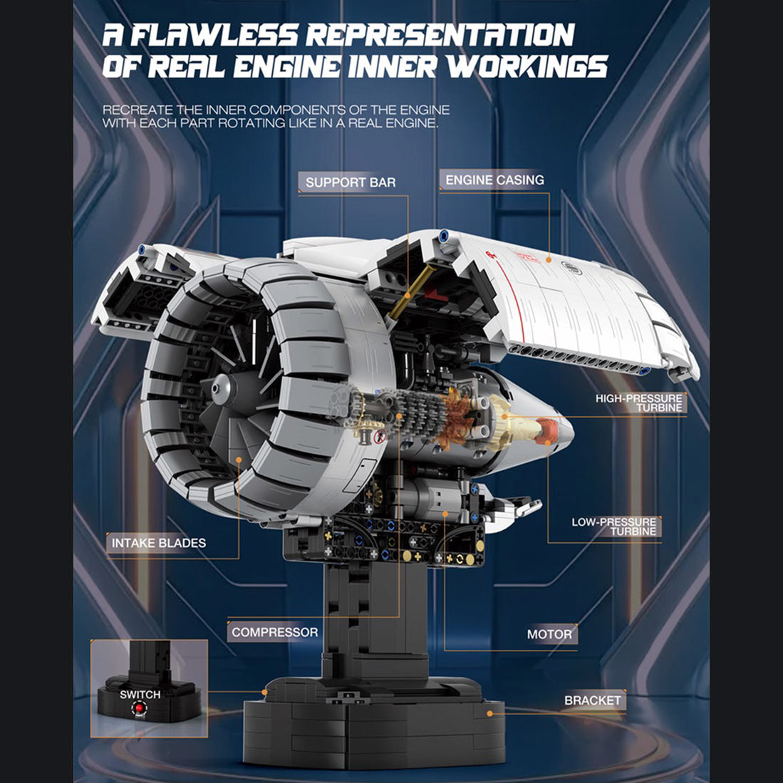 MOC Turbofan Aircraft Engine Model Kit - Realistic Turbofan Engine MOC ...