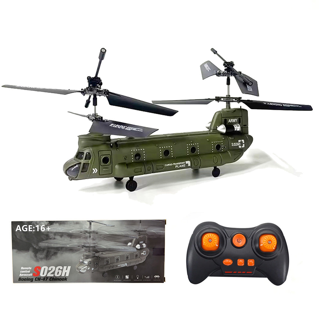 S026H Dual-Rotor Transport Aircraft 2.4G RC 3CH Dual-Rotor Military Ae ...