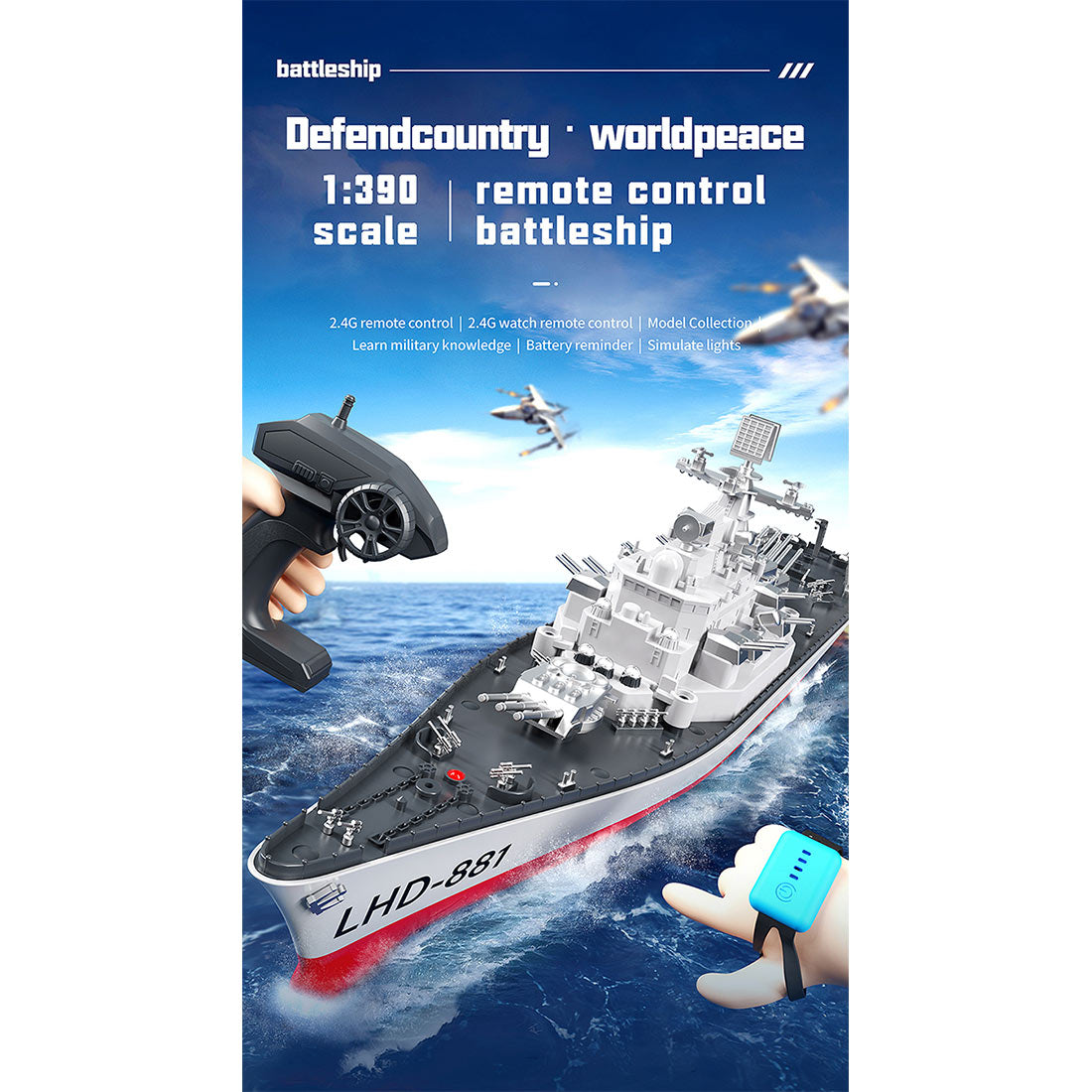 LHD-881 1/390 2.4G RC Electric High-Frequency Twin-Engine Military Bat – enginediyshop