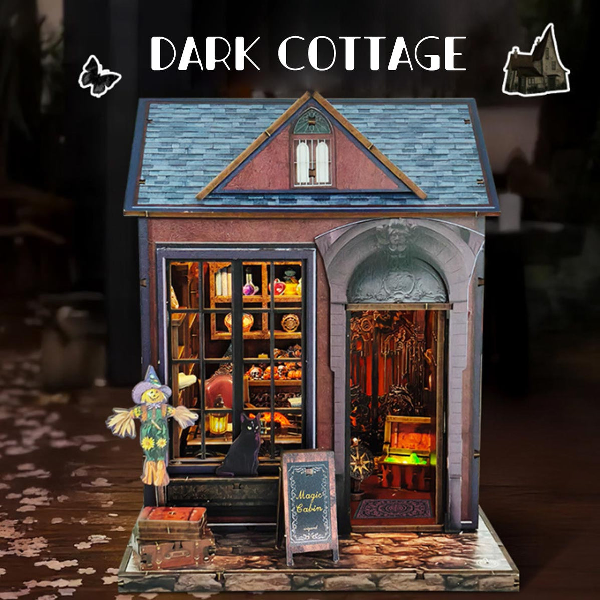Dark Magic Wizard Cottage 3D Wooden DIY Miniature Witch House Kit, Des ...