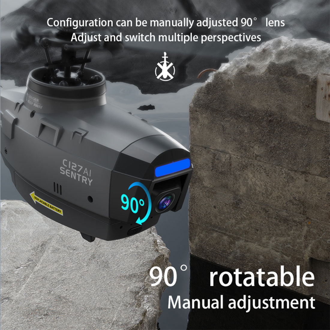 C127AI Scout Drone Model 2.4G RC 4CH Single-Rotor Brushless Helicopter ...