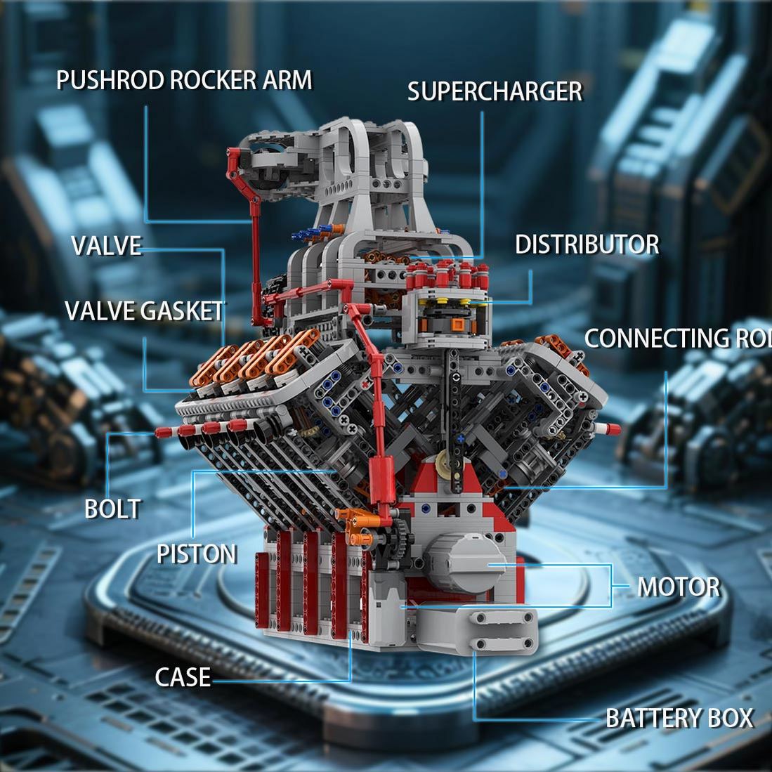 HOLDEN OHV 5.0L V8 Motor MOC Engine Model Building Blocks - 2106PCS ...