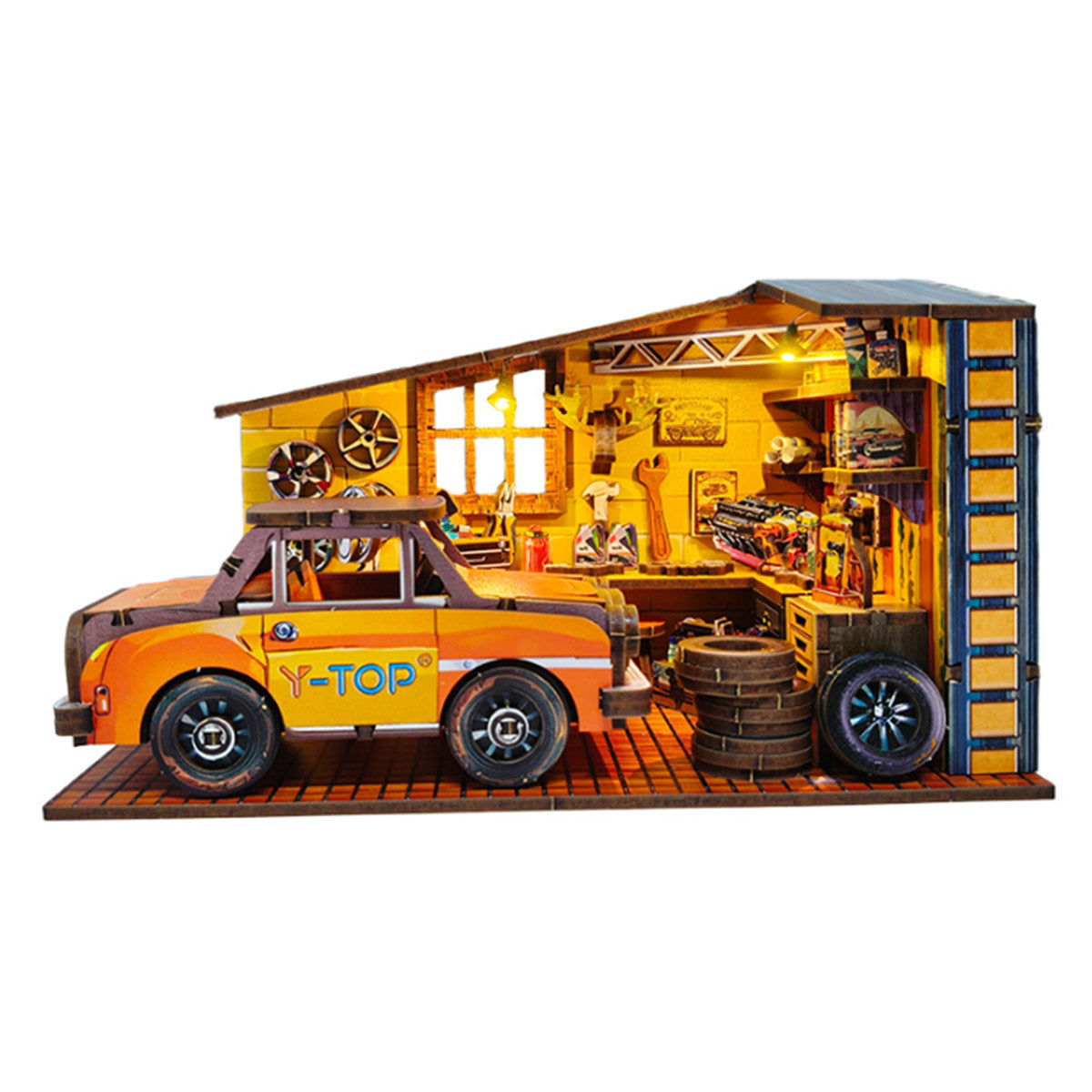Car Garage DIY 3D Wooden Miniature Scene Model Kit (200+PCS ...