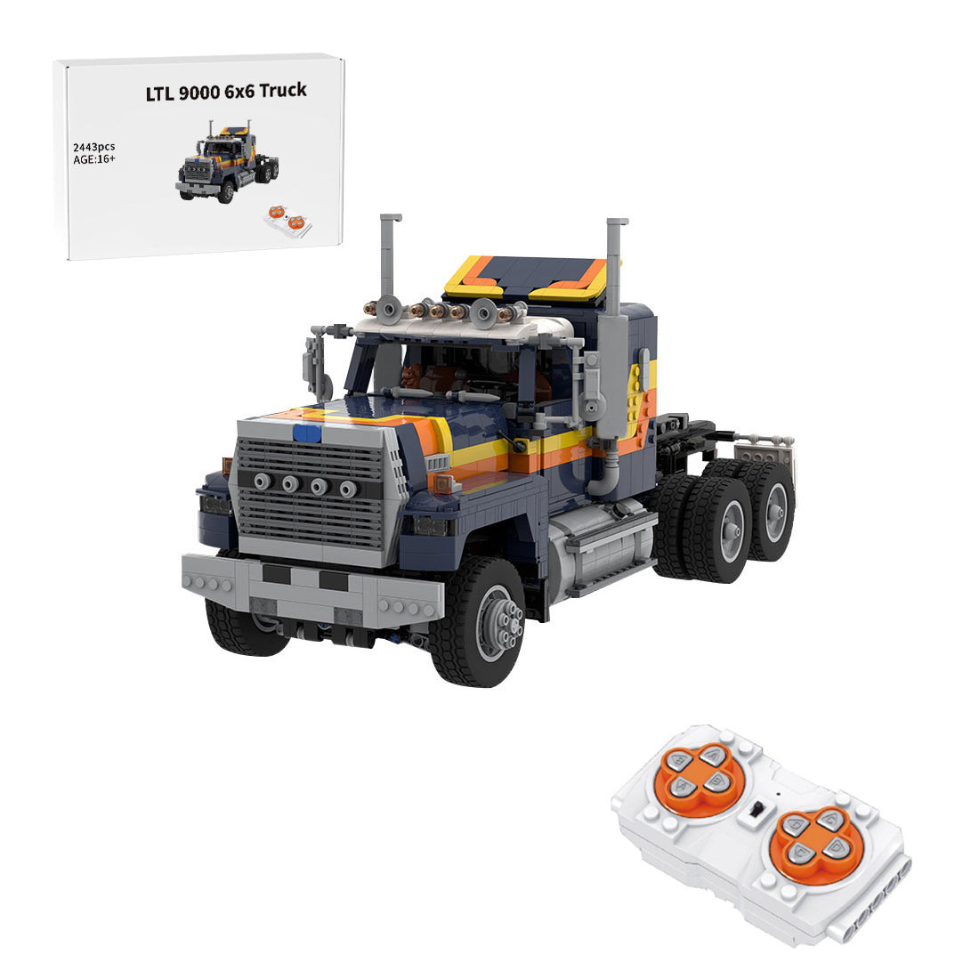 MOC- 1/17scale FORD Class 8 Truck Building Blocks Set (Dark Blue/Dynam ...