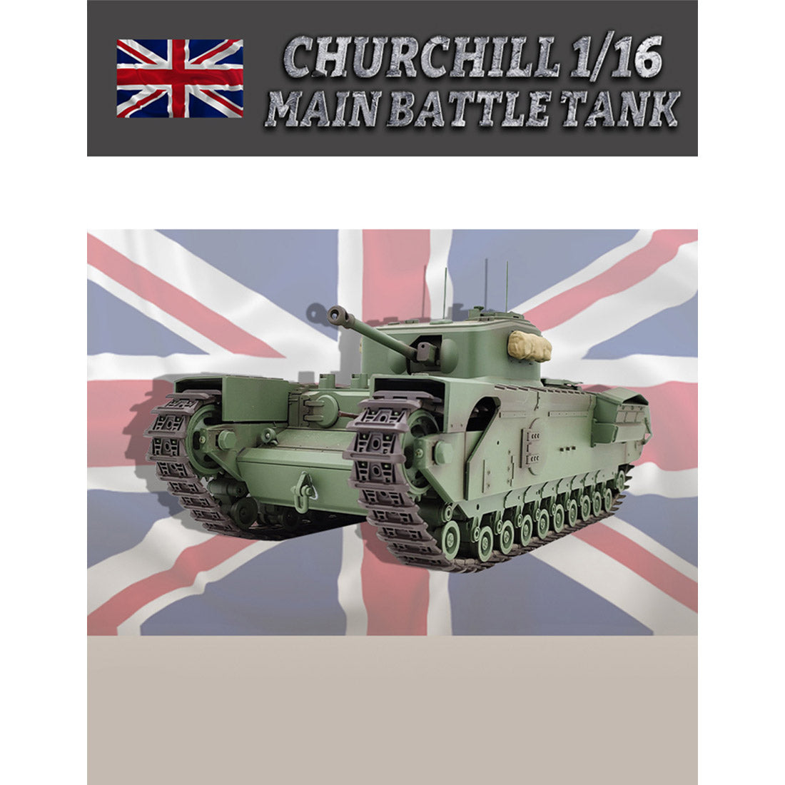 1/16 Scale 2.4G RC Churchill Main Battle Tank Infrared Military Vehicl ...