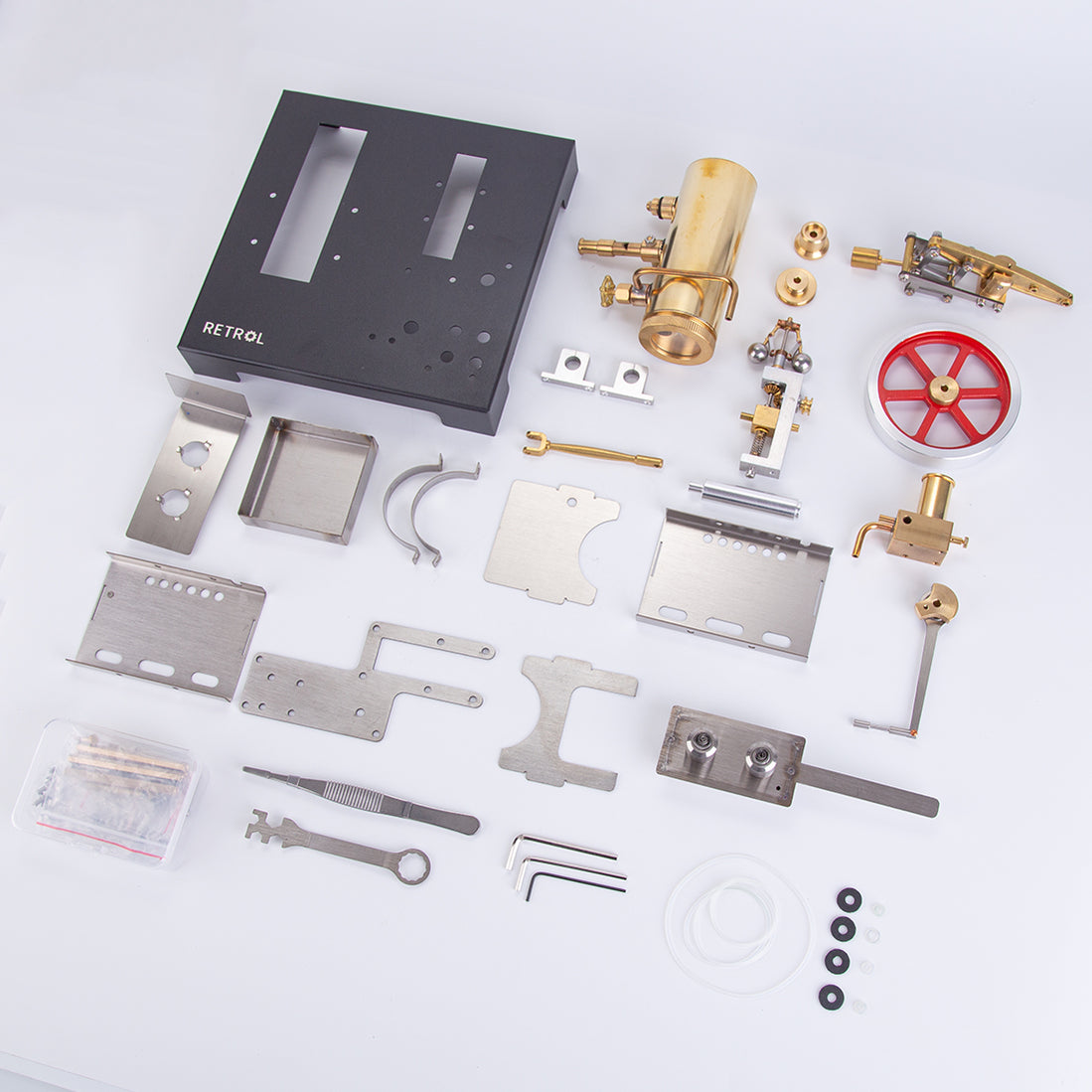 RETROL Metal Steam Engine Model with Boiler & Flyball Governor (84PCS ...