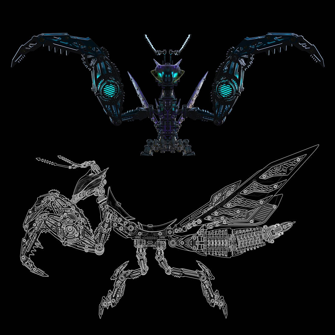 3D Metal Mechanical Mantis DIY Assembly Insect Model Kits Creative Orn ...