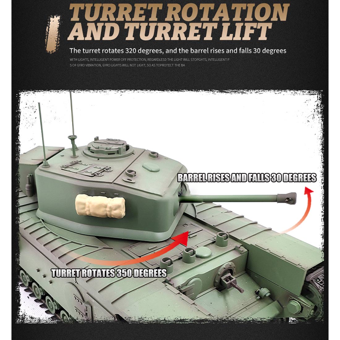 1/16 Scale 2.4G RC Churchill Main Battle Tank Infrared Military Vehicl ...