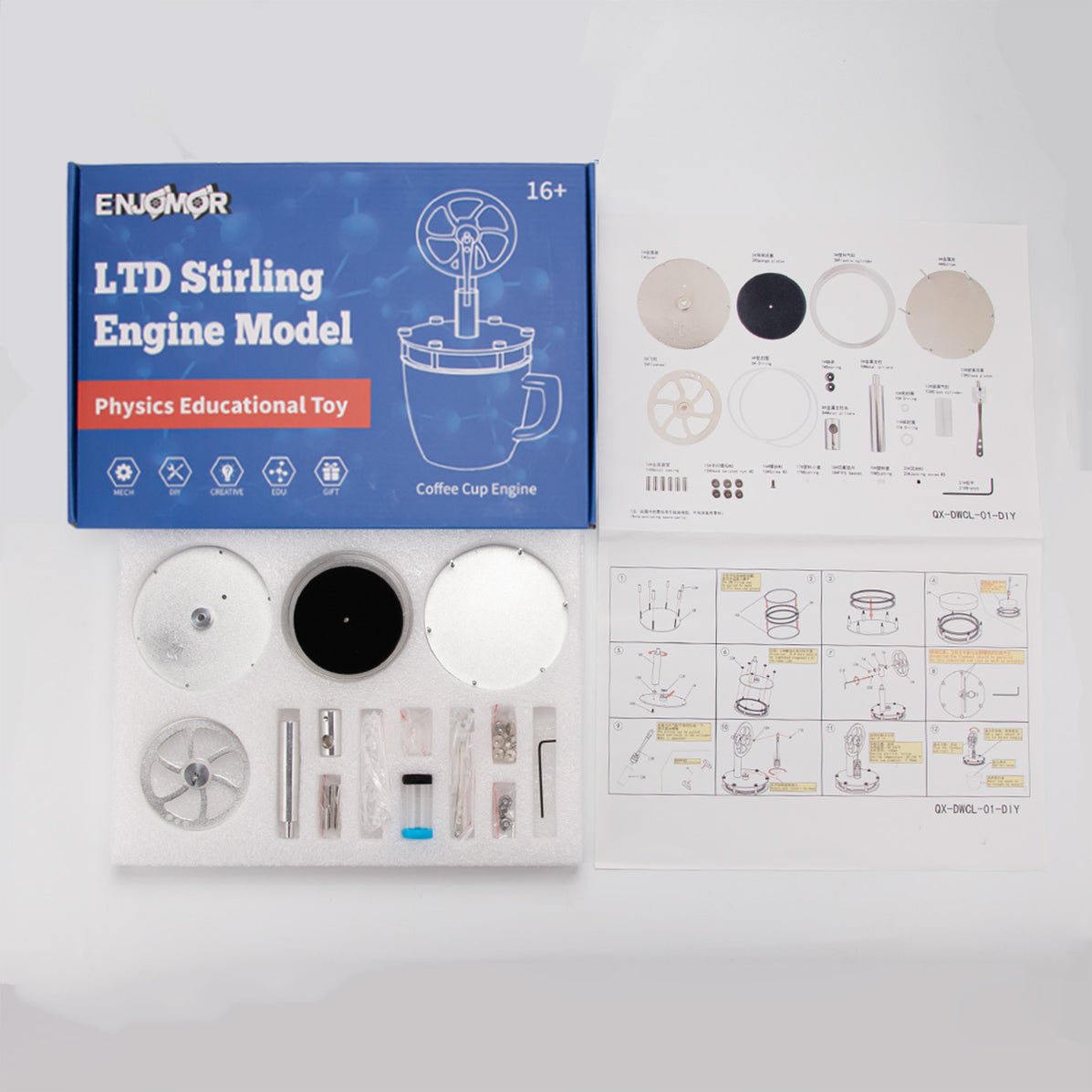 Low Temperature Stirling Engine Kit Magnetic Single-Linkage LTD Stirli ...