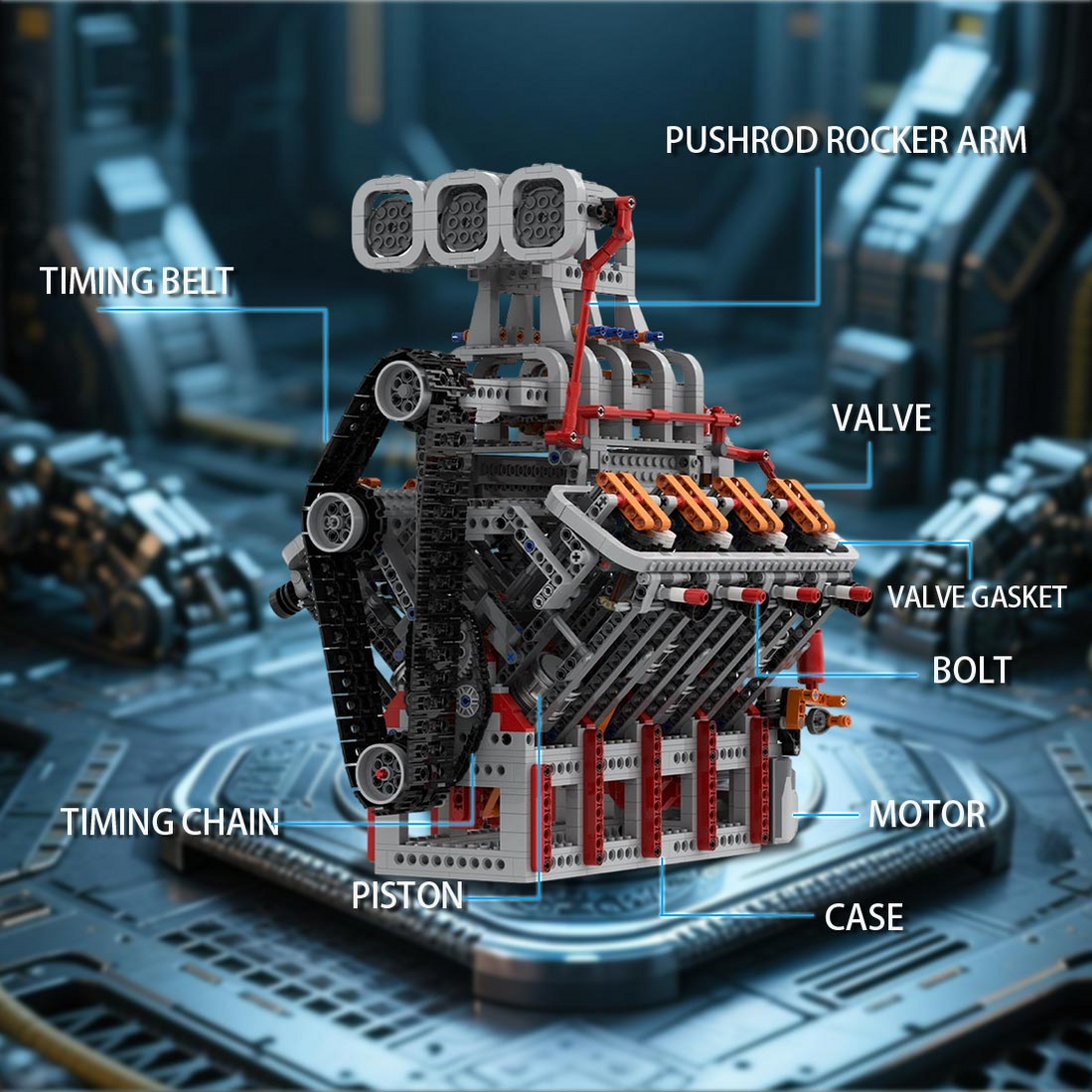 HOLDEN OHV 5.0L V8 Motor MOC Engine Model Building Blocks - 2106PCS ...