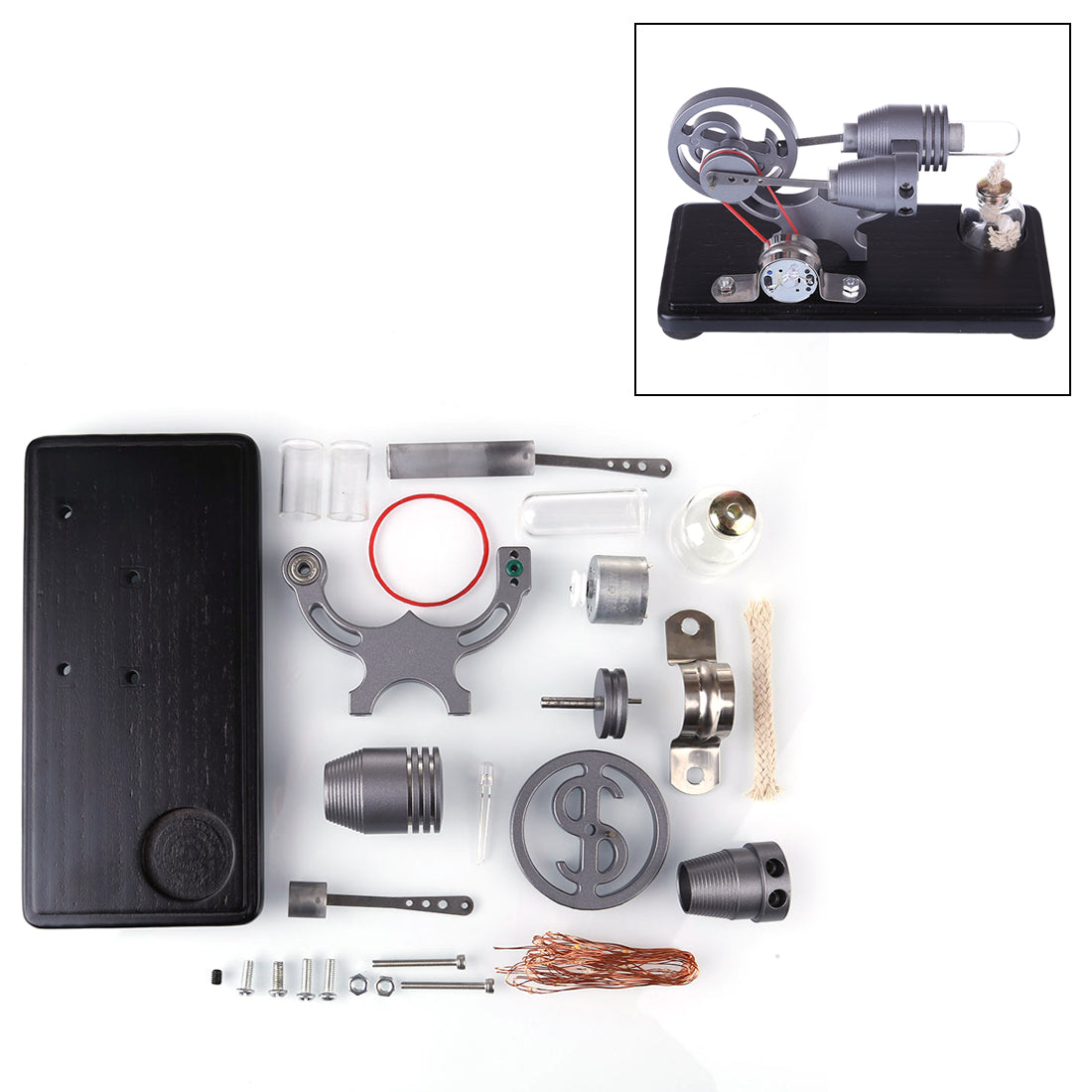 γ-shape Stirling Engine Generator Model Assembly Kit with LED Lights R ...