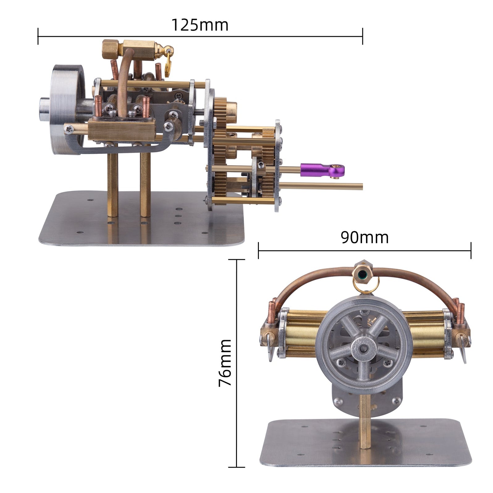 Mini Horizontally Opposed 4-Cylinder Steam Engine Model With Gearbox f ...