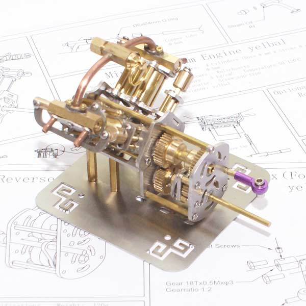 Mini V4 Steam Engine Model with Reverse Gearbox – enginediyshop