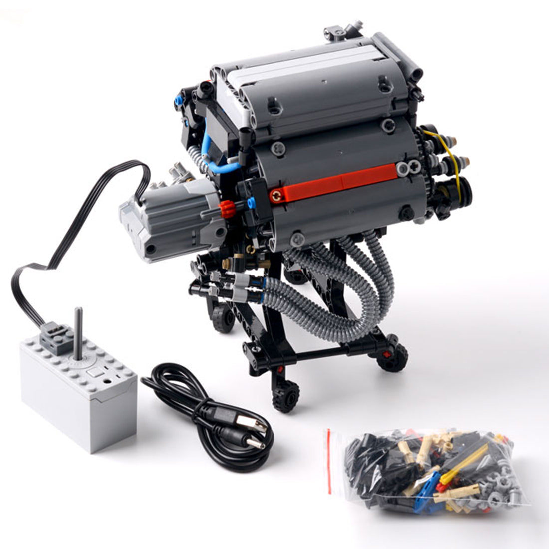 V8 32 Air Valve 8-Cylinder 4-Stroke Engine Model Building Blocks Set M ...